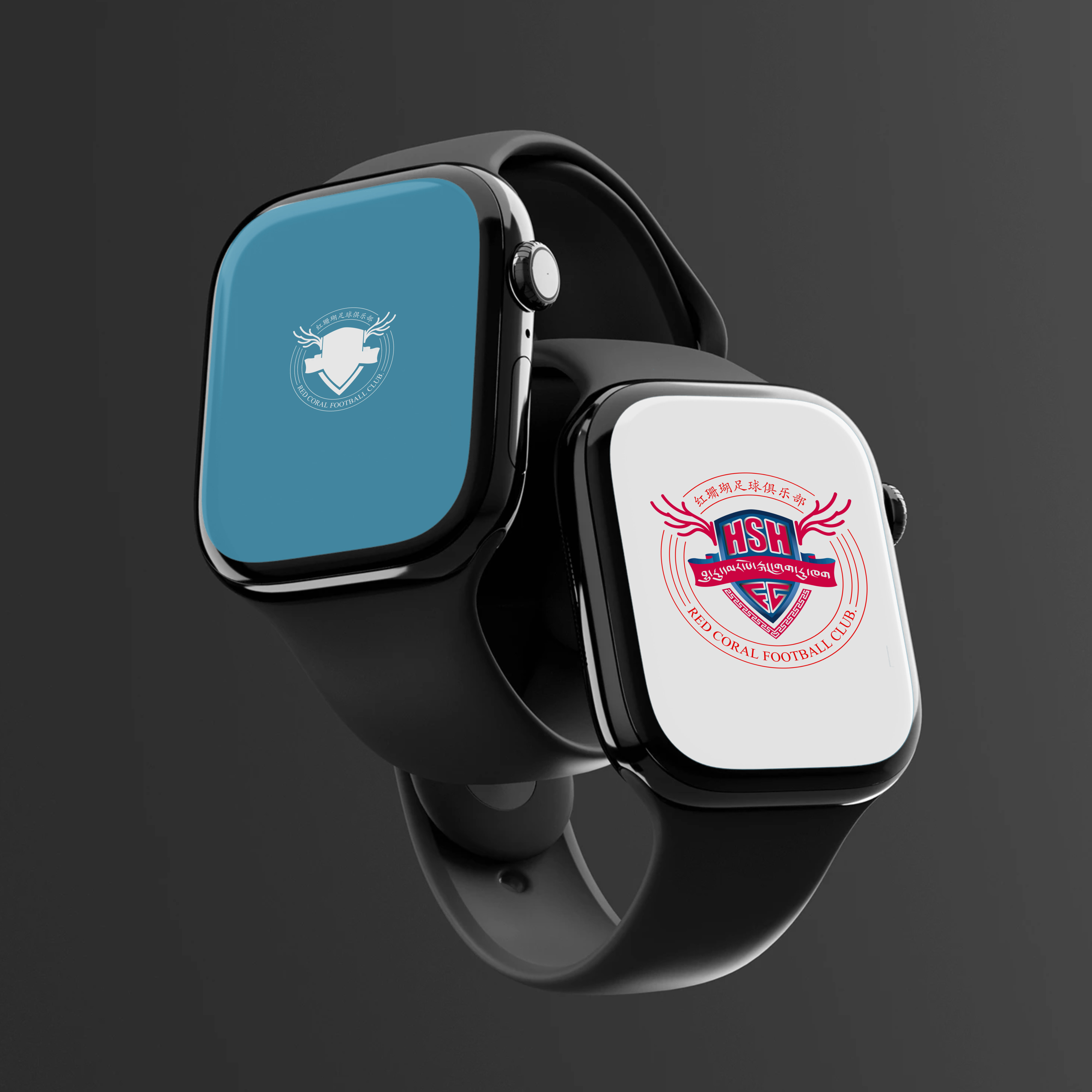 两个浮动 Apple Watch 系列logo样机 (1729321180) - AI设计神器
